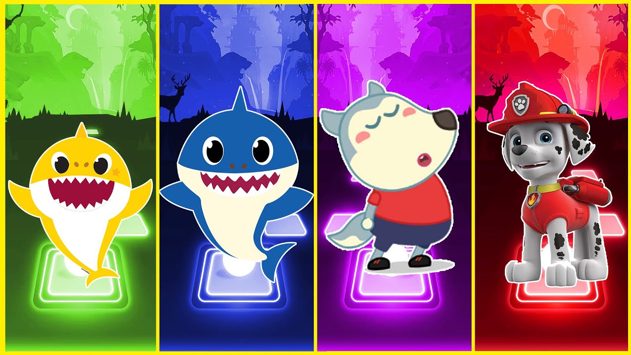 Baby Shark Yellow 🆚 Baby Shark Blue 🆚 Wolfoo 🆚 Paw Patrol Marshall Who ...
