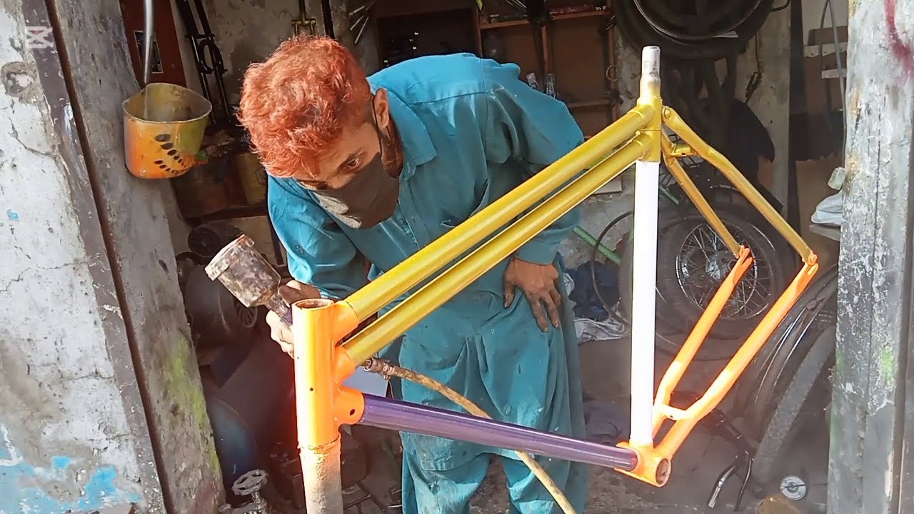 cycle paint spray frame||how to spray paint a bicycle - YouTube