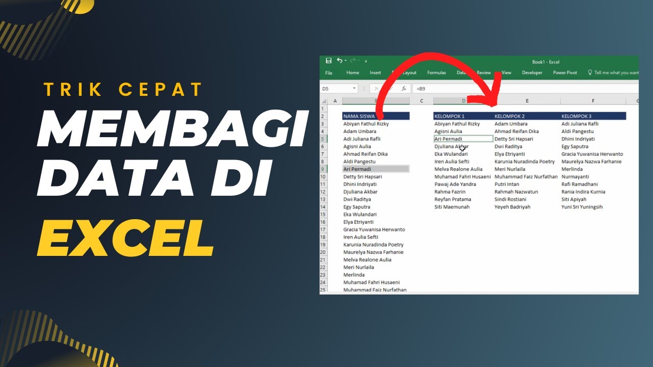 CARA MEMBAGI DATA KEDALAM BEBERAPA KELOMPOK DI EXCEL DENGAN CEPAT - YouTube