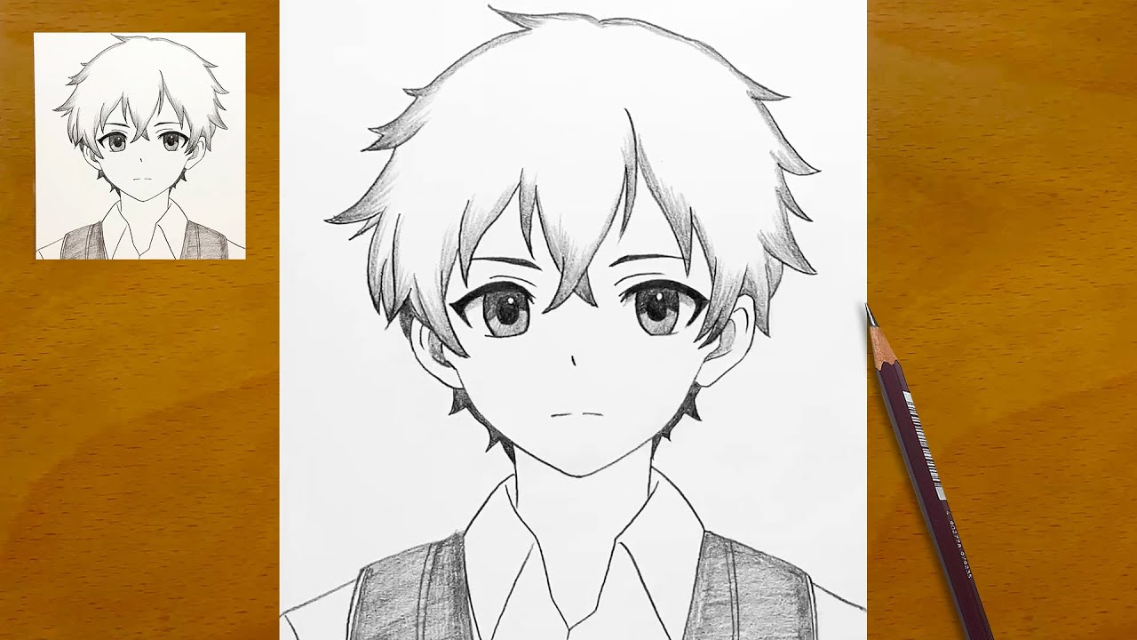 How to Draw a Cool Anime Boy || Step-by-Step Anime Sketch || Pencil ...