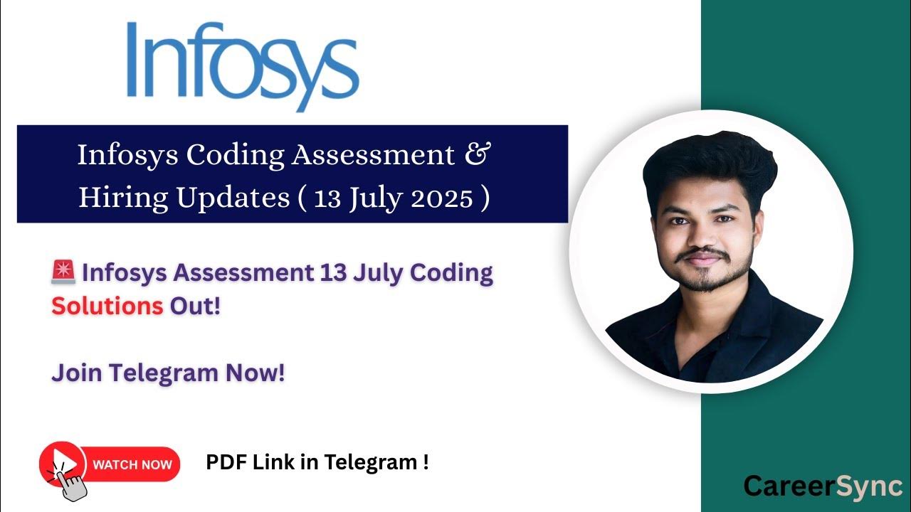 🚨 Infosys Assessment 13 July Coding Solutions Out! Join Telegram Now ...