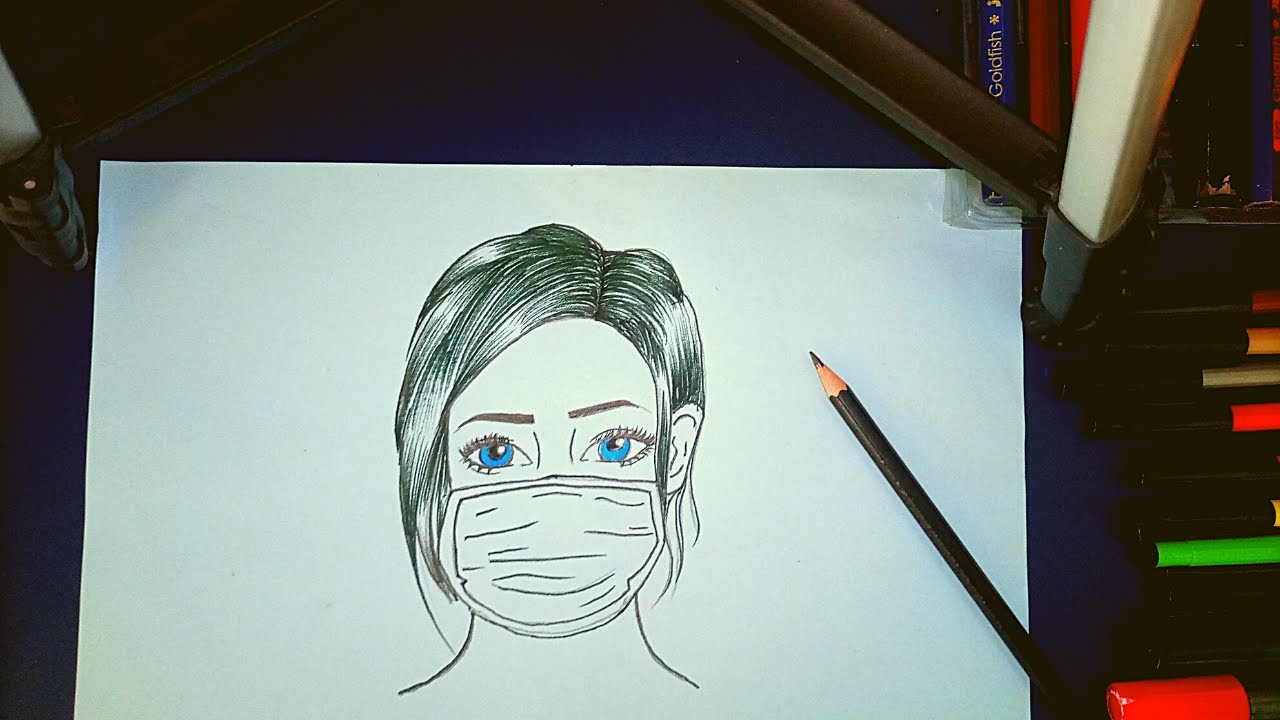 drawing (Most Beautiful Girl masked face) || masked face drawing ...