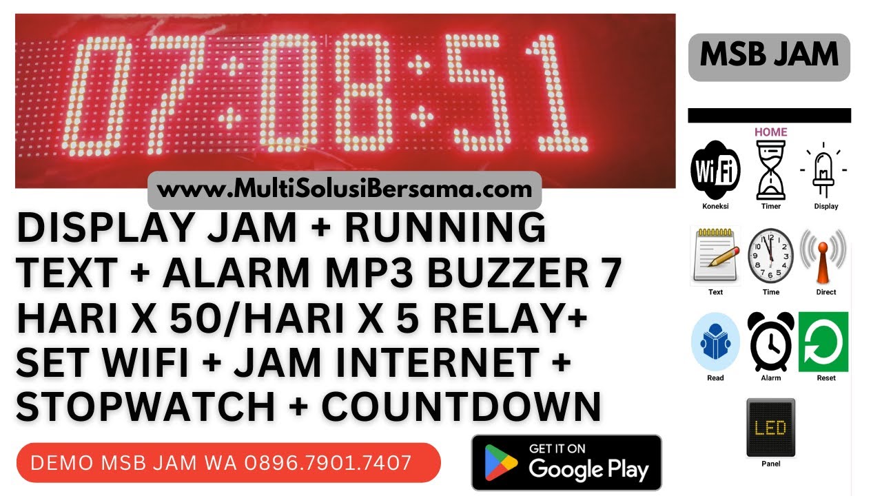 MSB JAM ALARM | RUNNING TEXT | JAM INTERNET | STOPWATCH | COUNTDOWN ...
