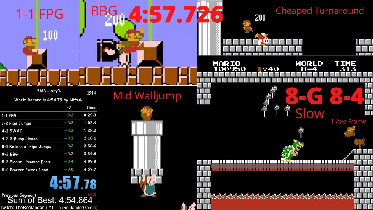 Super Mario Bros Any Speedrun In 4 57 726 Youtube