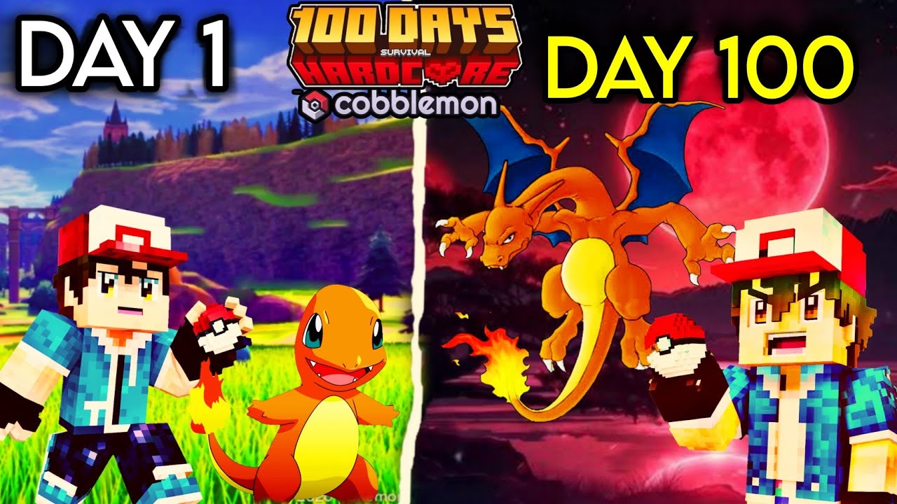 I Spent 100 Days with Fire Type Only Pokemons in Cobblemon - YouTube