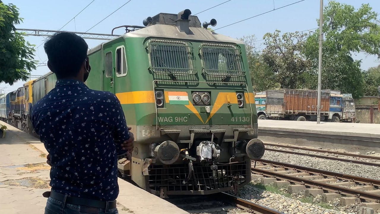 RARE WAG 9 Locomotive and WDG 4 Locomotive pulling Blue ICF COACHES ...