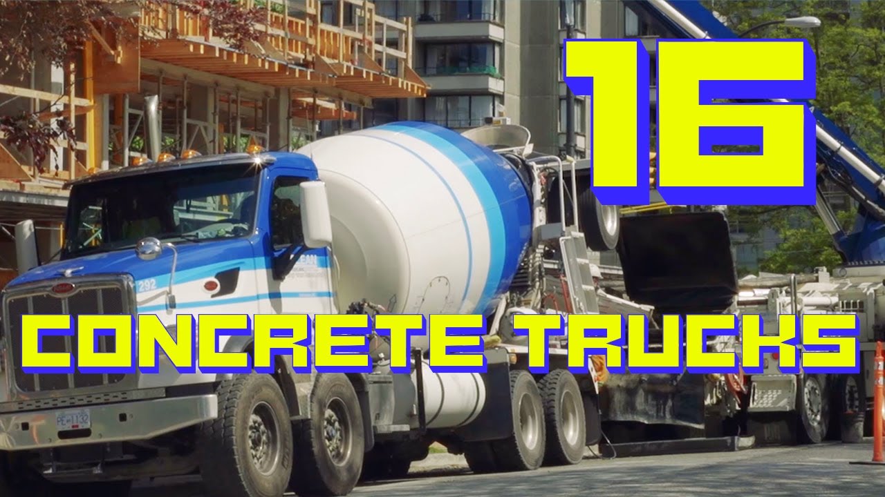 16 Awesome Cement Trucks bringing Concrete around Machine Town - YouTube