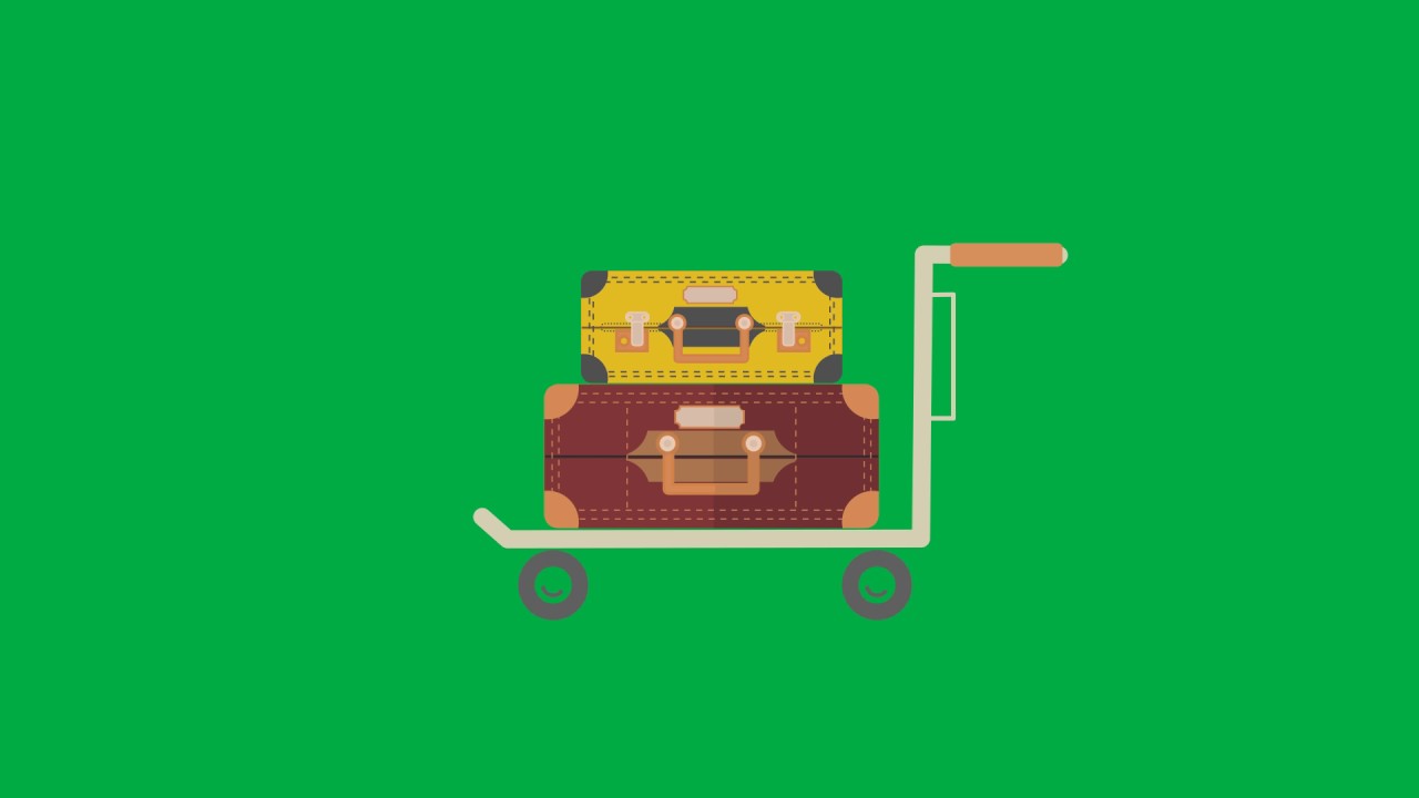 Hotel & Accomodation Luggage Trolley Bag Animated Green Screen - YouTube