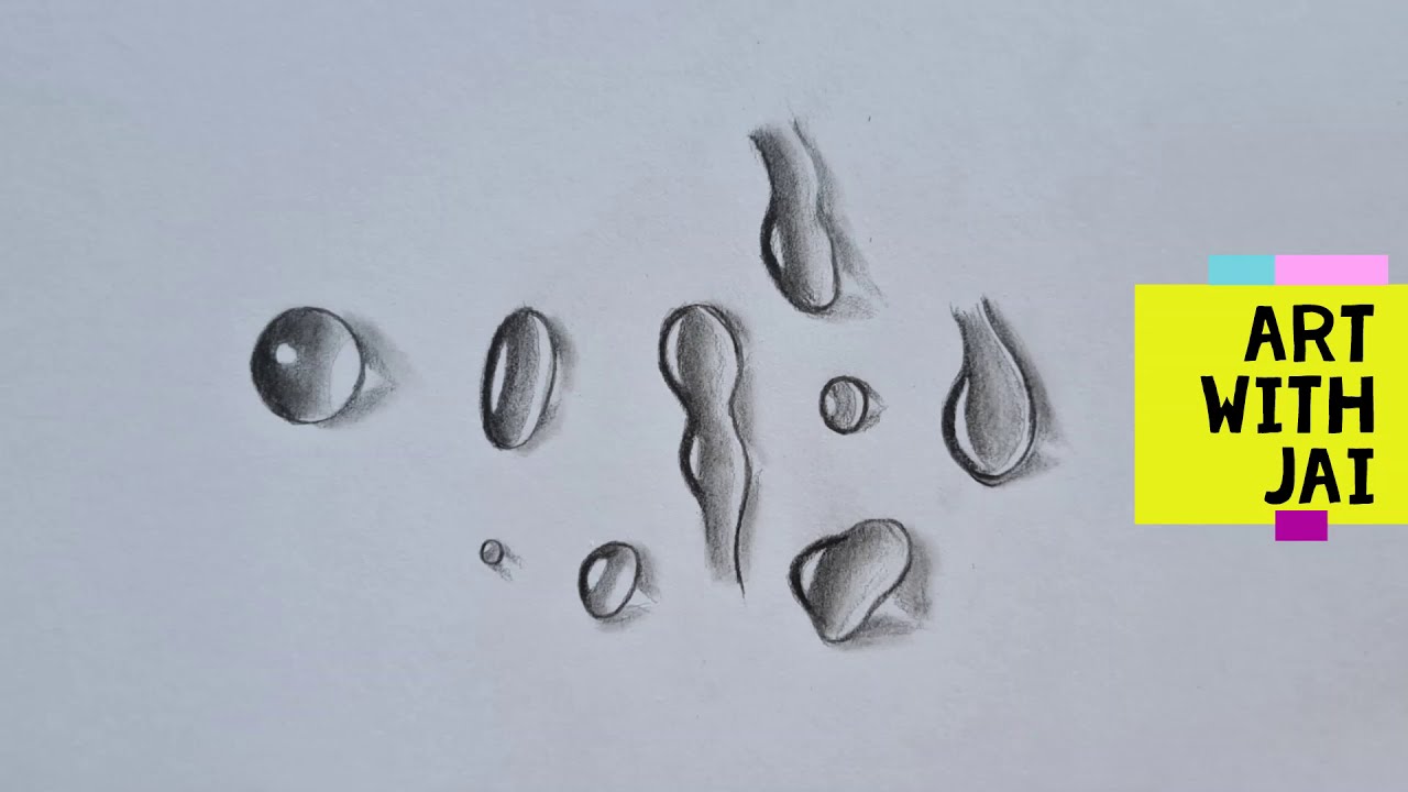 Day 16 | How to draw Water Drops realistic easy detailed tutorial for ...