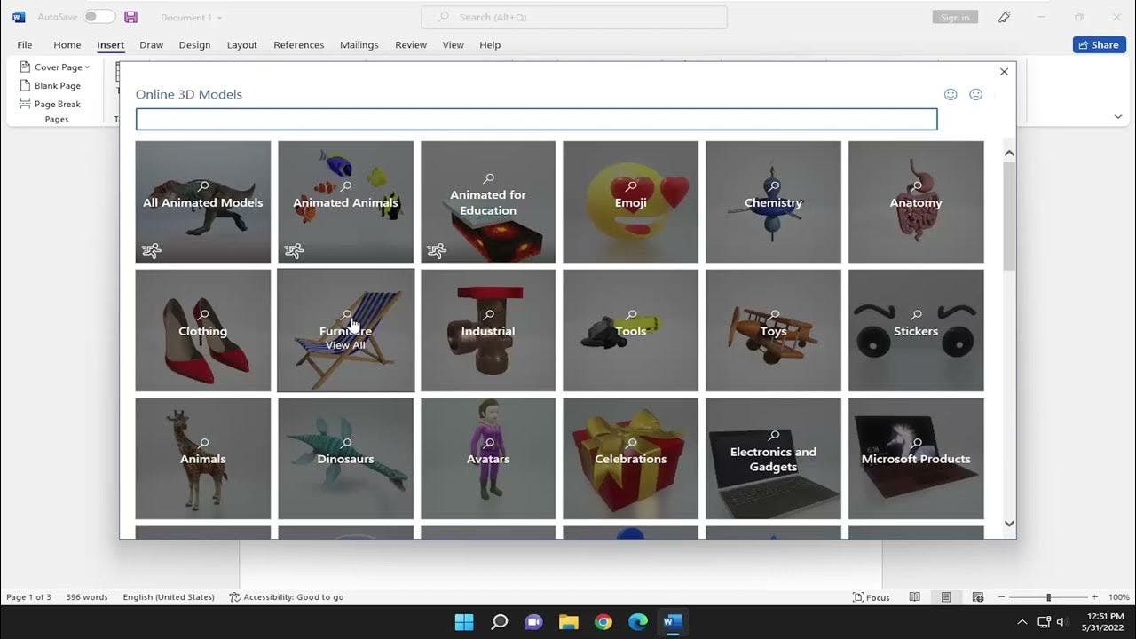 How to Insert 3D Models into Microsoft Word [Tutorial] - YouTube