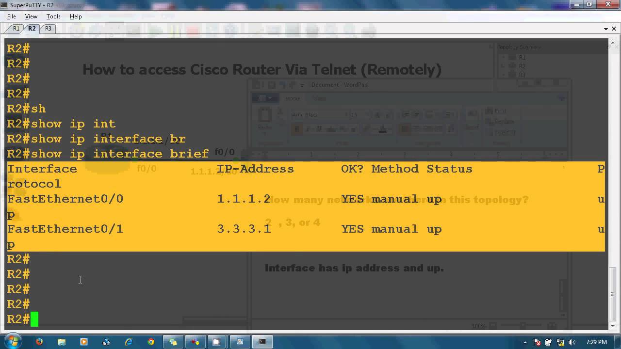 Access cisco router remotely via telnet - YouTube