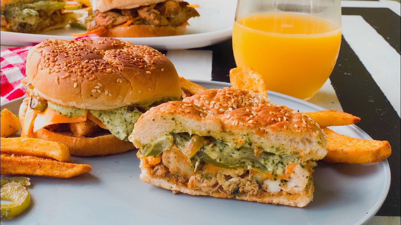Chicken Philly Cheesesteak Burger - YouTube