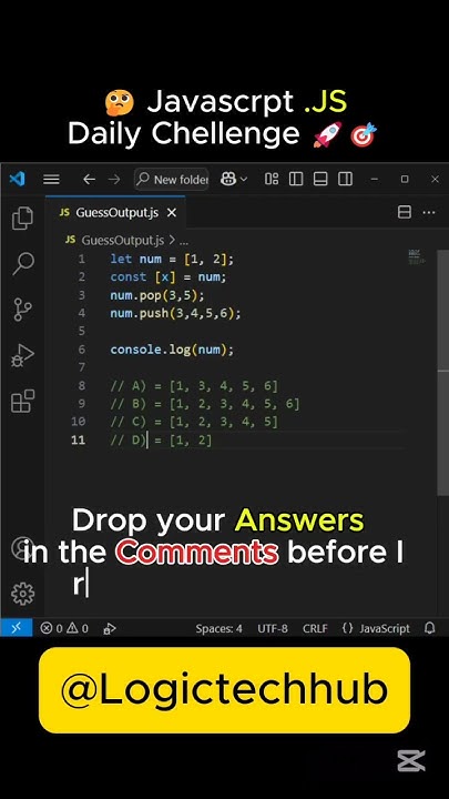 Question 12: Guess the Output 🤔🚀 | @LogicTechHub #javascript #shorts #reel - YouTube