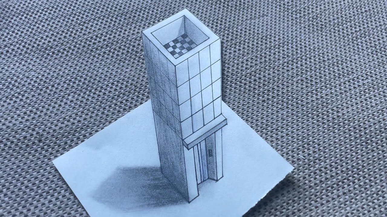 3D Tower Drawing|Optical Illusion Art - YouTube