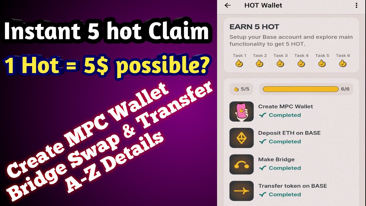 Instant 5 Hot Claim|| HereWallet Hot Update Create MPC wallet Bridge Swap and Transfer - YouTube