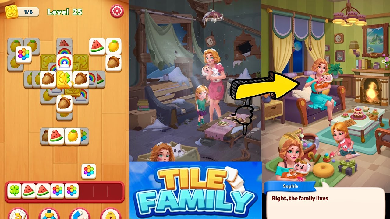 Tile Family Puzzle Game Level 1-25 Walkthrough - YouTube