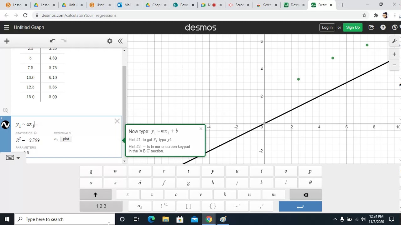 Quadratic Regression in Desmos - YouTube