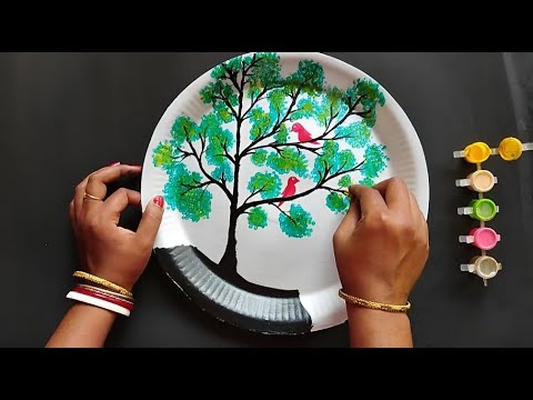 Best Out Of Waste | Thermocol Plate Wall Decor Ideas | Acrylic Painting ...