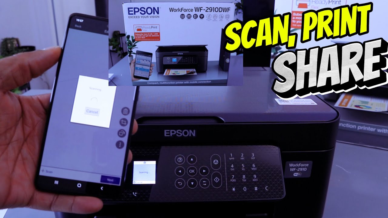How To Scan With EPSON WF2910DWF Printer, Print ,Save PDF and Share To ...
