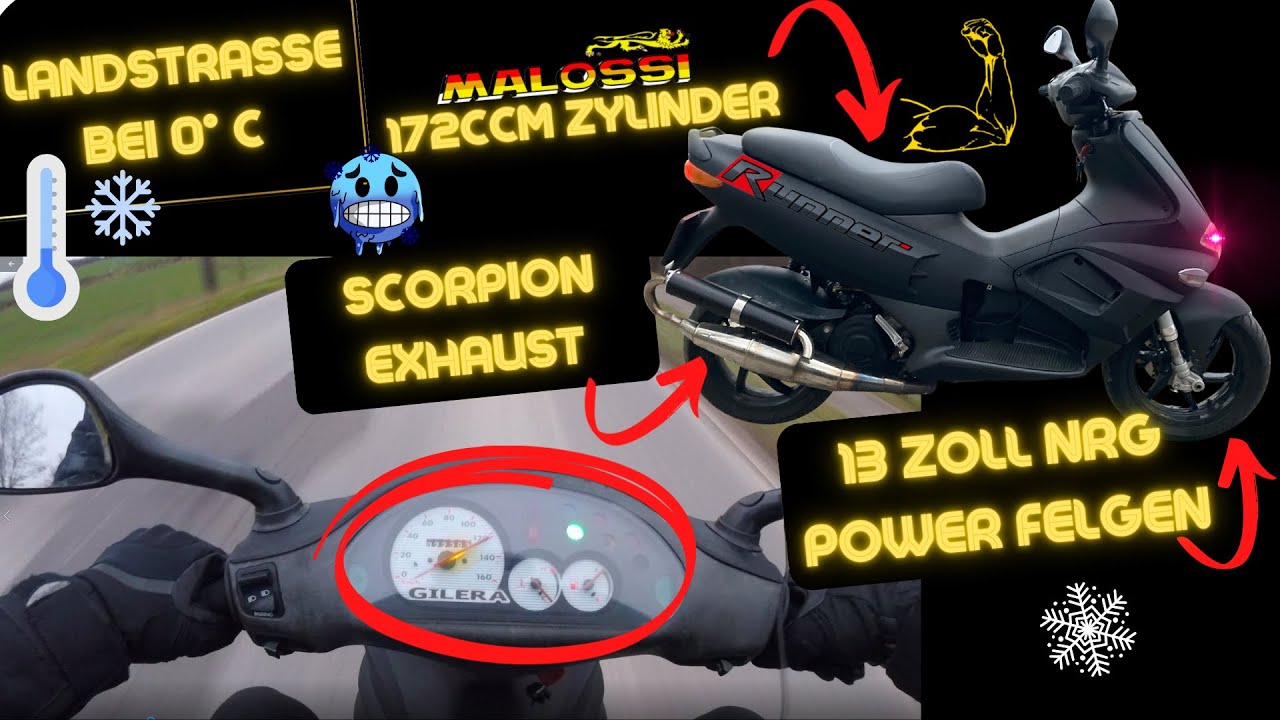 Gilera Runner 172ccm Malossi 2T mit Scorpion Exhaust Ausfahrt über die ...