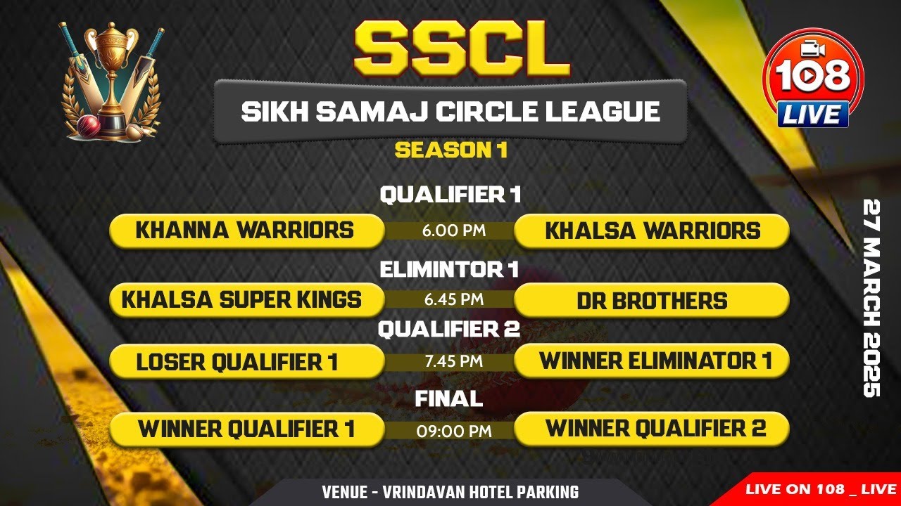 SSCL 2025 || SEASON - 1 || FINAL DAY || LIVE ON 108 LIVE - YouTube