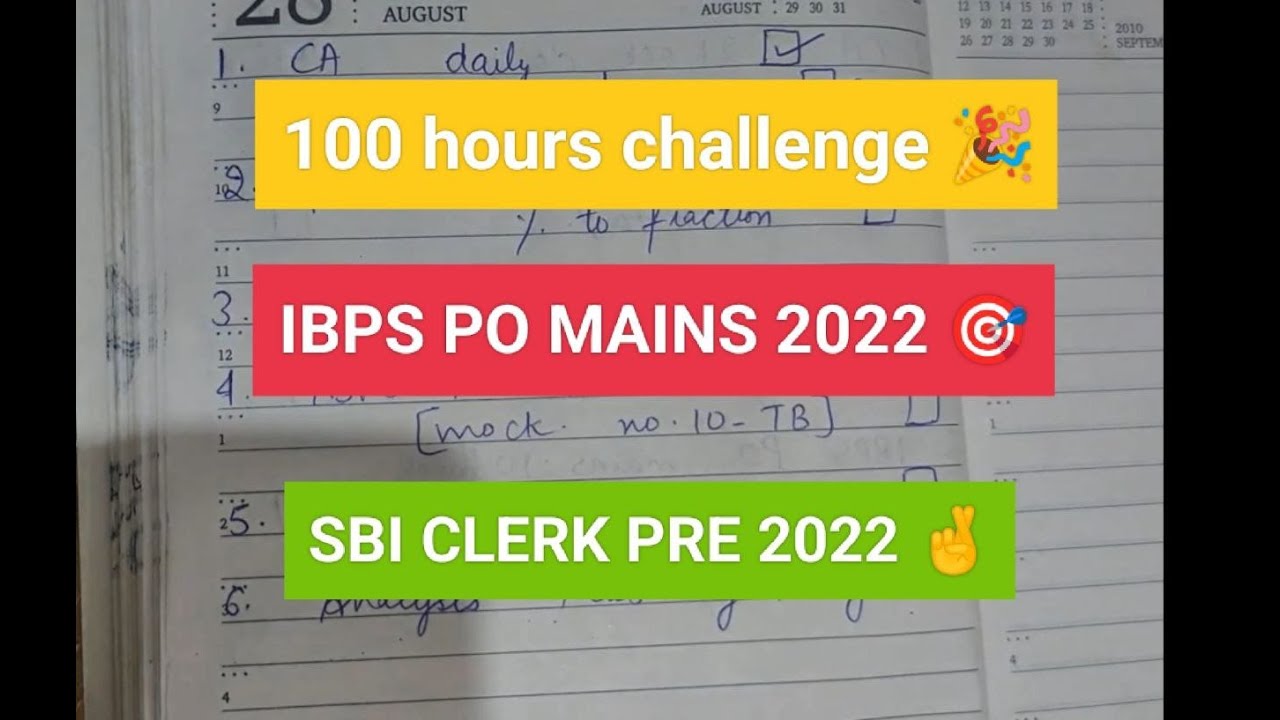 100 hours challenge 🎉 IBPS PO MAINS 🤞 10 Days * 10 hours = 100 hours ...