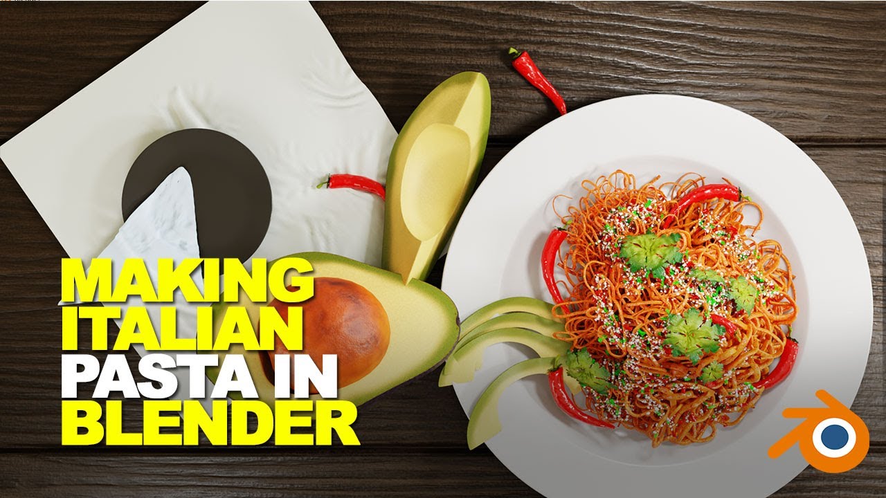 create a plate of Italian pasta in blender - YouTube