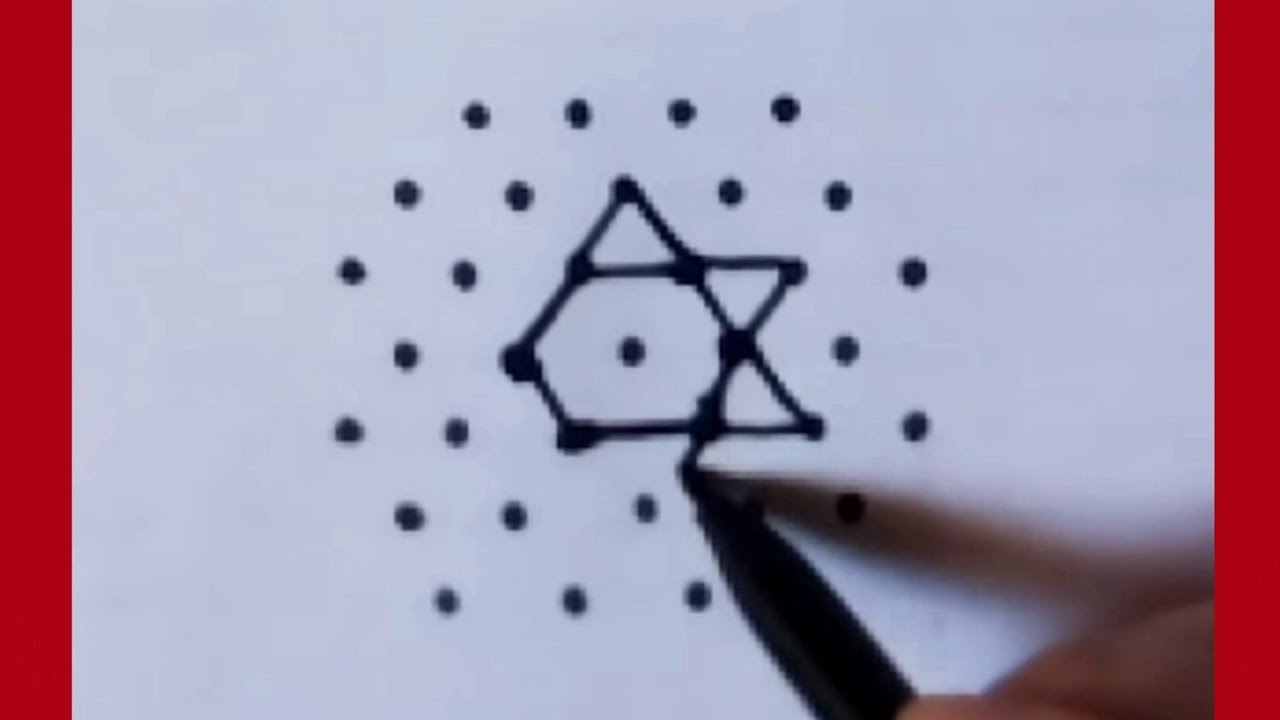 How to draw lovely design from dots step by step||Line Art||rangoli ...