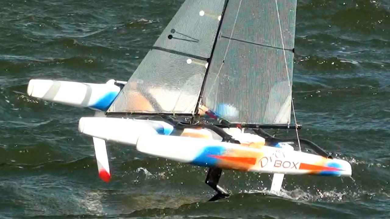 Survival sailing for One Metre trimaran - foiling - YouTube