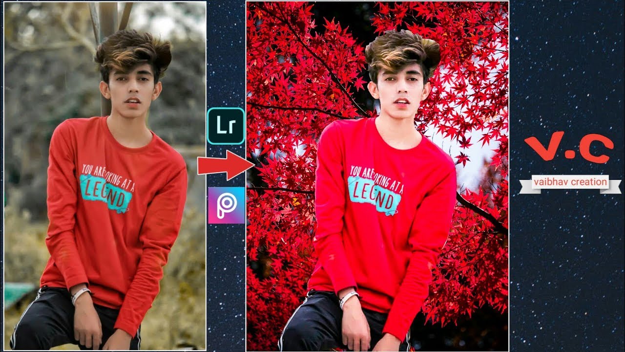 PicsArt dark red background change photo editing step by step ...