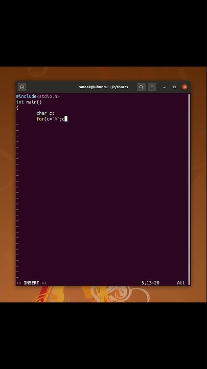 Using Vim to print alphabet in C #shorts #linux #commands #learning #live #programming #vim # ...