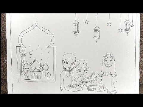 Eid Celebration drawing | Easy Eid Celebration drawing | Ramadan Eid ...