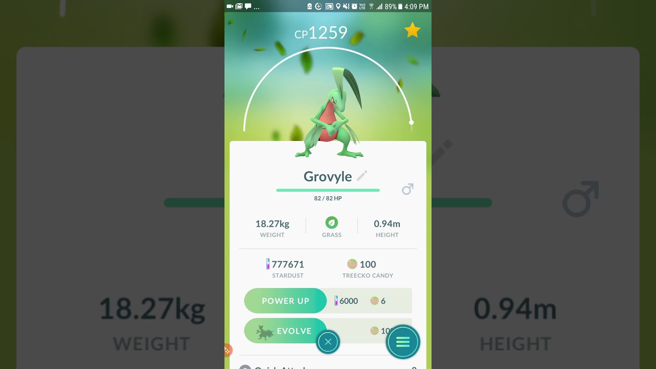 Grovyle evolves into Sceptile; Pokemon Go - YouTube