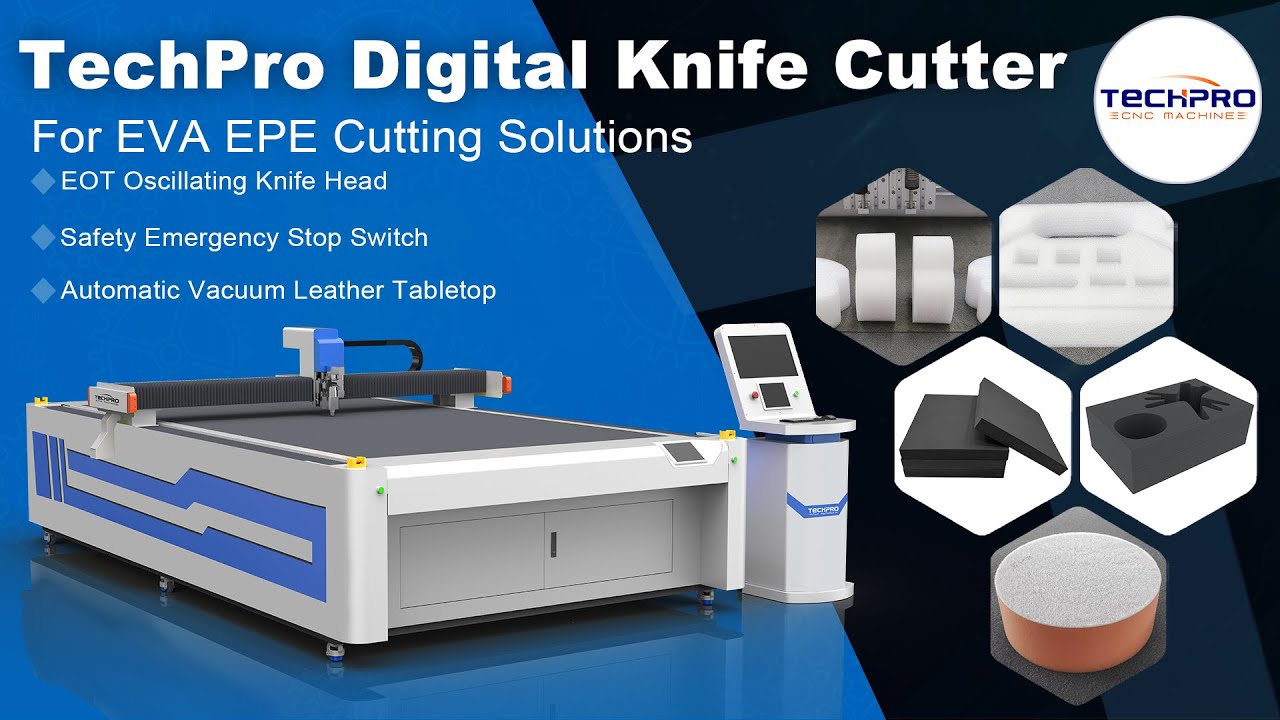 Oscillating knife cutting machine for thick EVA cutting - YouTube