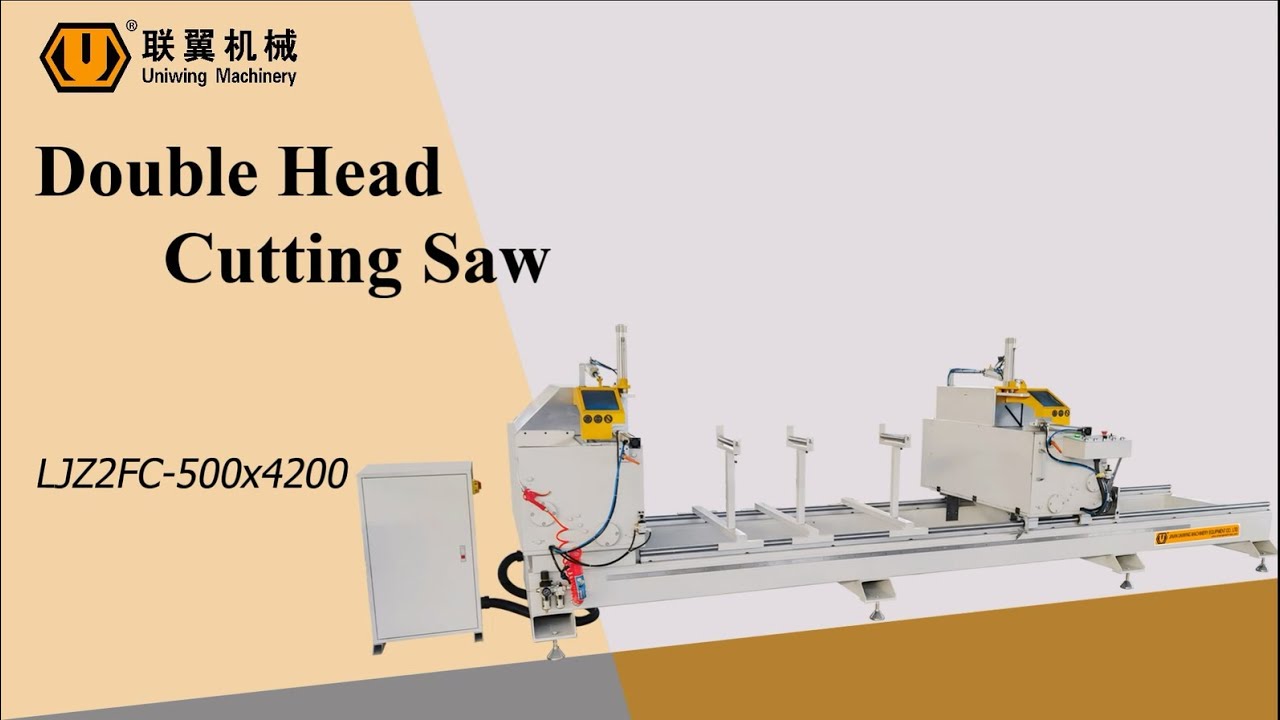 P020102 LJZ2FC-500×4200 Double Head Cutting Saw digital display for WPC ...