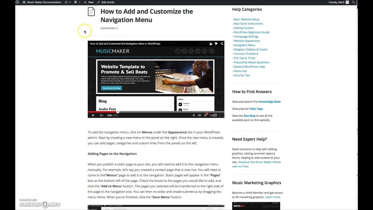 How to Add a Header & Footer Navigation Menu - YouTube