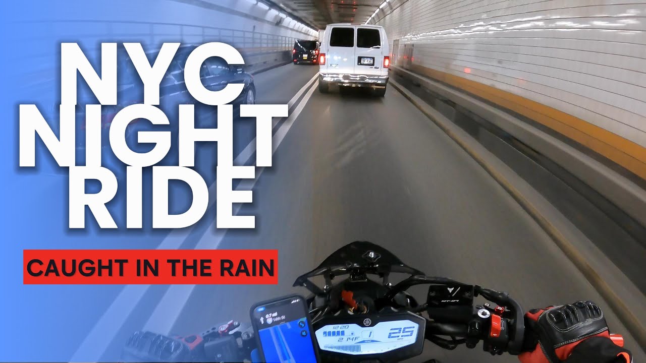 NYC NIGHT RIDE... MT07 CAUGHT IN THE RAIN!!! - YouTube