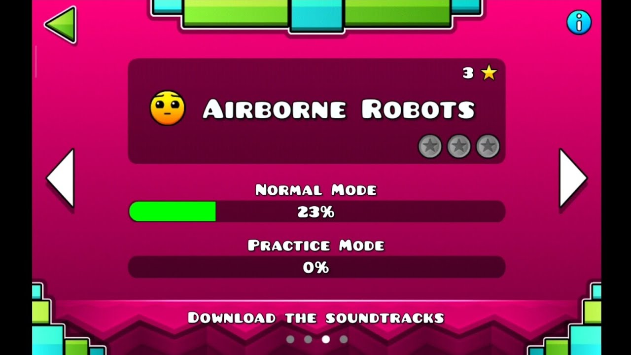 Geometry Dash Meltdown - "Airborne robots" - three coins - YouTube