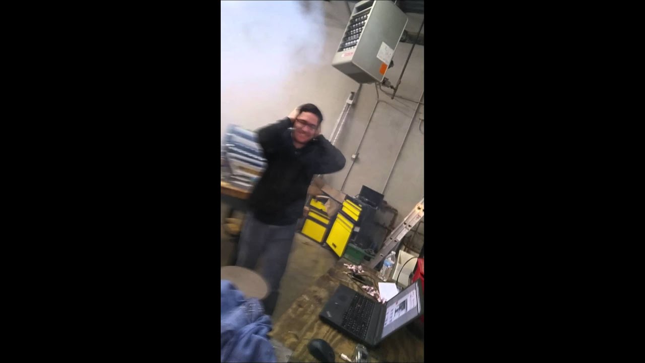 Firework Mortar shell explosion indoors! - YouTube