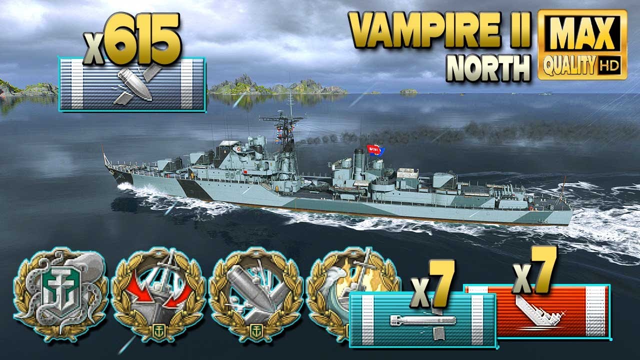Destroyer Vampire II: Clean carry on map North - World of Warships ...