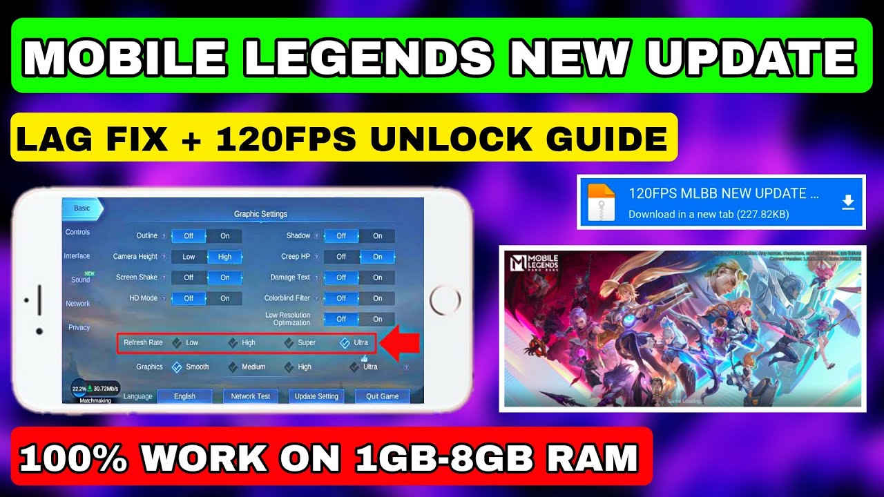 Mobile Legends New Update: Lag Fix and 120FPS Unlock Tutorial | Super ...