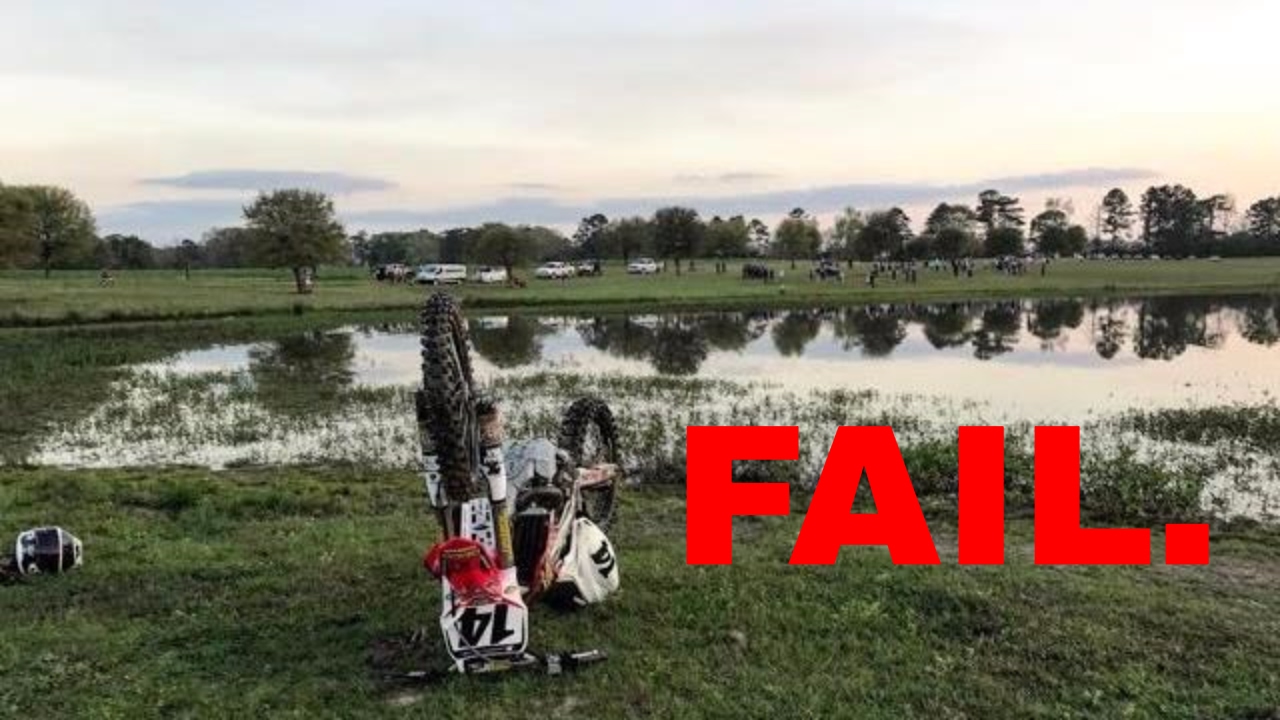 I sank a factory GEICO Honda CRF450, POND SKIM FAIL!!! - 365 Vlogs w ...