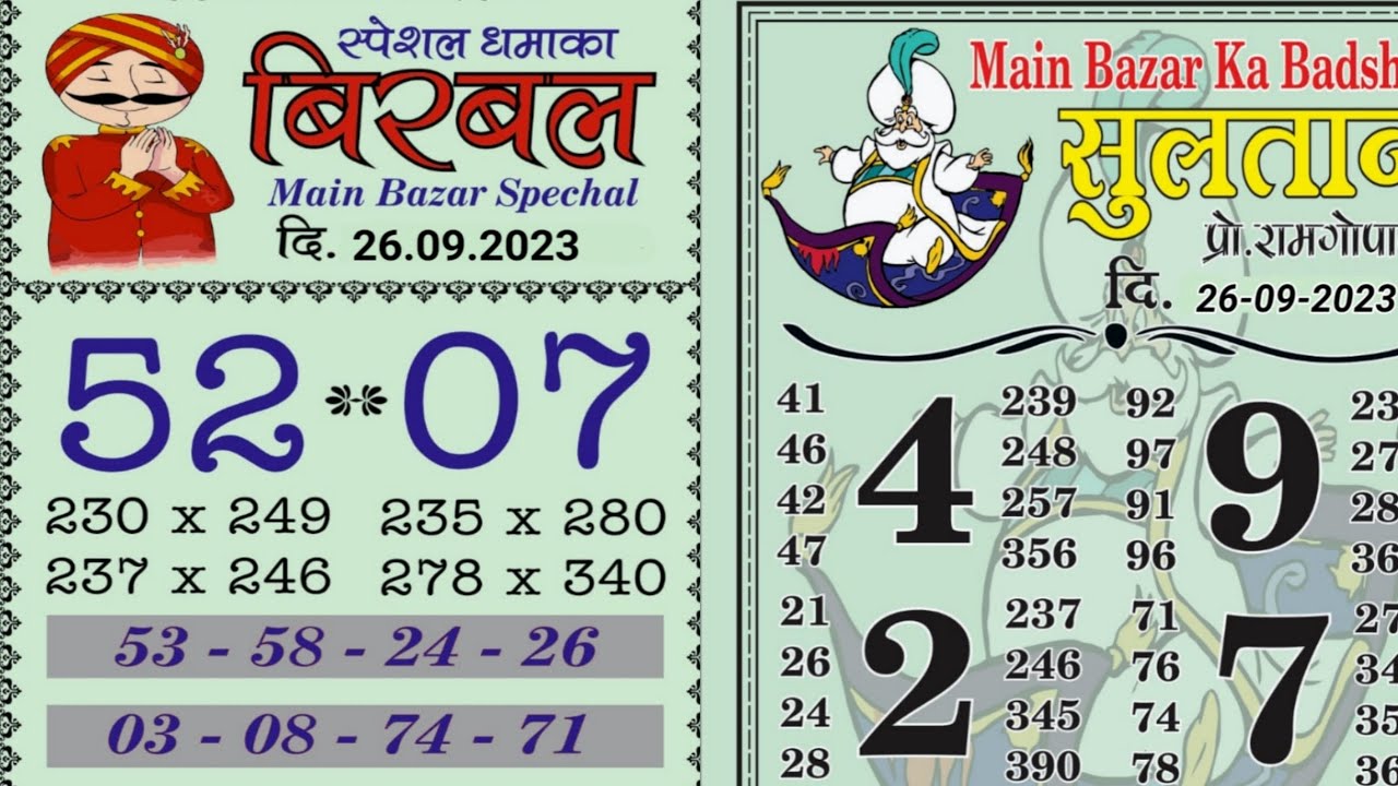 Main Bazar loknama paper free free Main bazar daily paper chart 26-09 ...