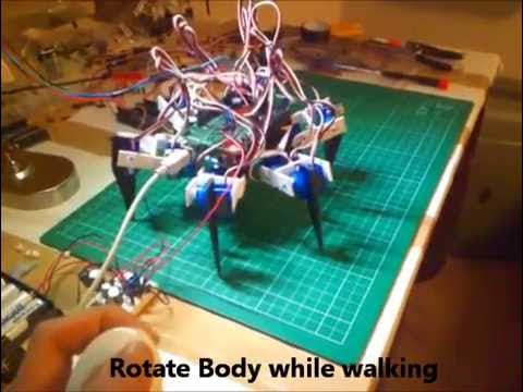 Mini V2.2 - Hexapod Robot 3DOF Arduino Wii nun chuck 9g servo 機器人 六脚兽 - YouTube