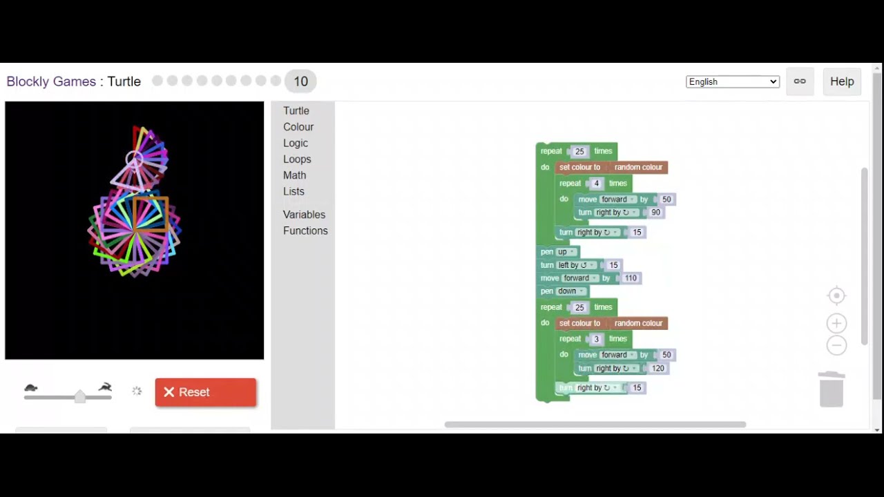 Blocky Game Turtle 10 | رسم رقم 8 من الاشكال الهندسية الدائرة والمربع ...