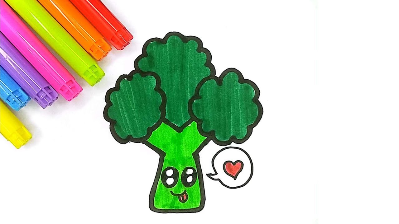 Easy Drawing a Cute Broccoli for Kids - YouTube