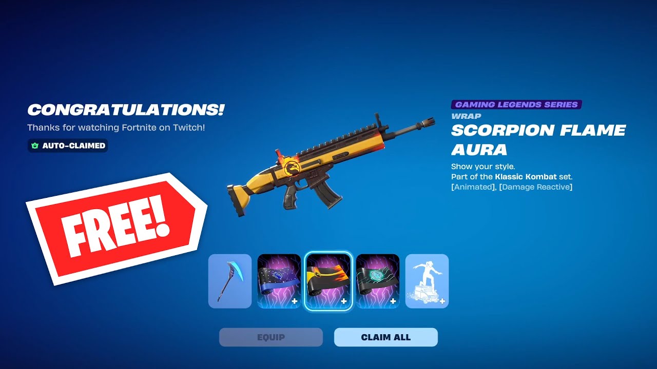 *FREE* Fortnite Mortal Kombat Wraps: Raiden Lightning Bolt, Scorpion ...