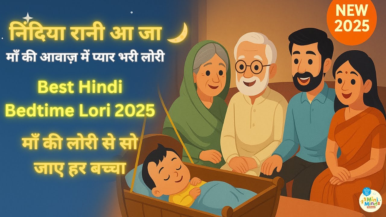 🌙 निंदिया रानी आ जा | Hindi Lori Song for Kids | Mini Minds School ...