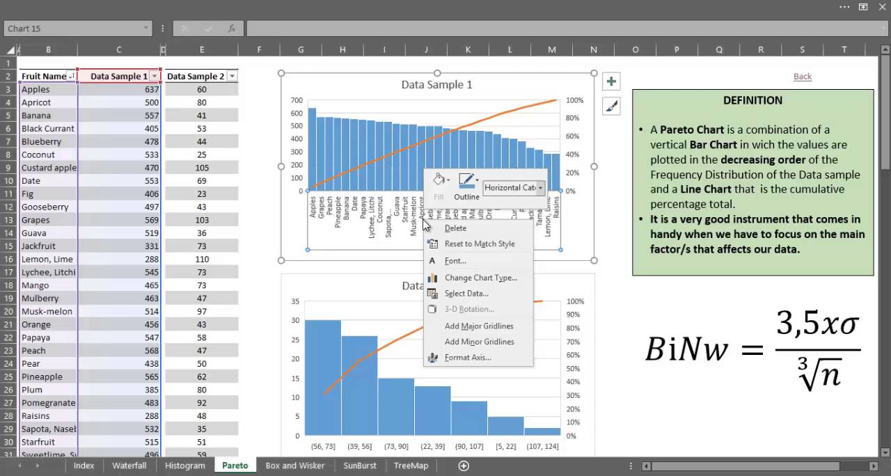 Excel 2016 V8 New Excel Charts The Pareto Chart - YouTube