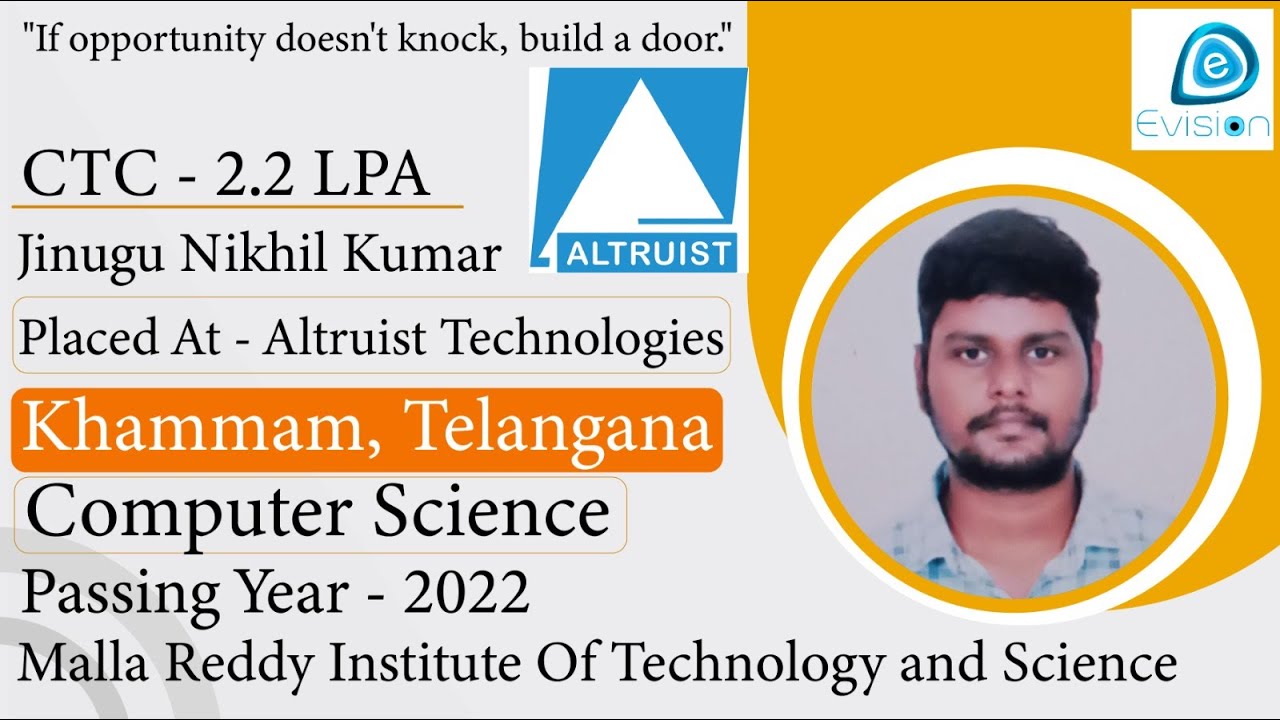 Congrats, Nikhil | Selected in Altruist Technologies | 2.2 LPA ...
